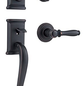 Kwikset 98001-098 Ashfield Single Cylinder Handleset w/Ashfield Lever featuring SmartKey in Venetian Bronze