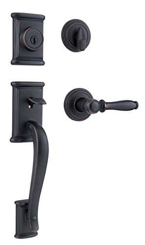 Kwikset 98001-098 Ashfield Single Cylinder Handleset w/Ashfield Lever featuring SmartKey in Venetian Bronze