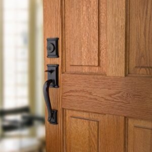 Kwikset 98001-098 Ashfield Single Cylinder Handleset w/Ashfield Lever featuring SmartKey in Venetian Bronze