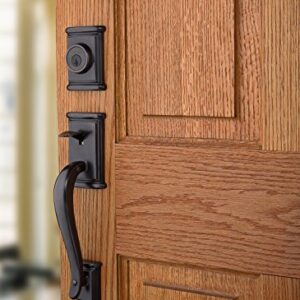 Kwikset 98001-098 Ashfield Single Cylinder Handleset w/Ashfield Lever featuring SmartKey in Venetian Bronze