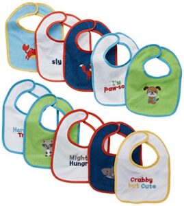 neat solutions water resistant drooler bib set, multi-color, 10 count