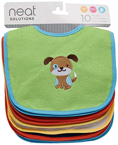 Neat Solutions Water Resistant Drooler Bib Set, Multi-Color, 10 Count