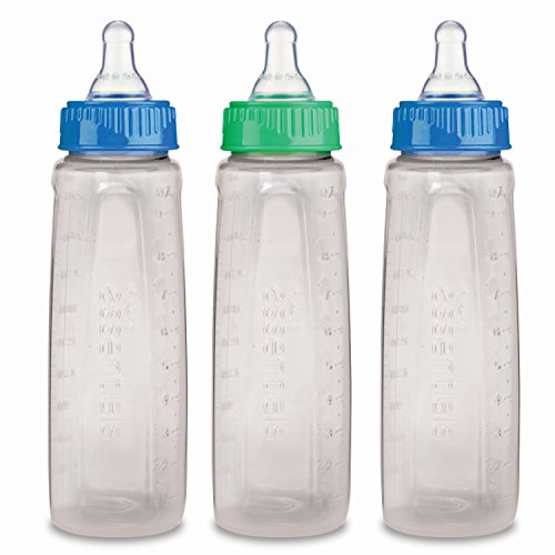 Gerber First Essential Clear View Plastic Nurser With Latex Nipple, BPA Free, Colors may vary, 3 Pack