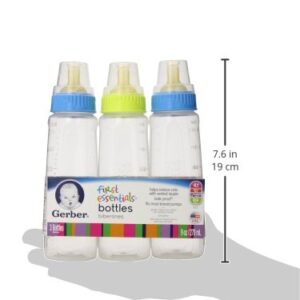 Gerber First Essential Clear View Plastic Nurser With Latex Nipple, BPA Free, Colors may vary, 3 Pack