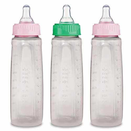 Gerber First Essential Clear View Plastic Nurser With Latex Nipple, BPA Free, Colors may vary, 3 Pack