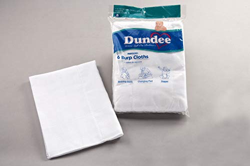 Dundee Burp Cloths/Diapers, White , 14.5x20.5 Inch (Pack of 6)