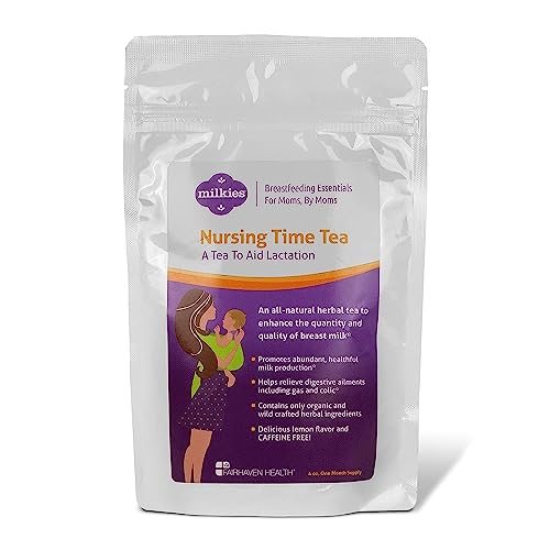 Milkies Nursing Time Lactation Tea to Increase Breast Milk Supply, 60 Servings, Organic and Natural Tea Supplement to Support Breastfeeding After Pregnancy with Fennel, Goat's Rue and Fenugreek-Free