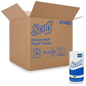 scott kitchen paper towels (41482) with fast-drying absorbency pockets, perforated standard paper towel rolls, 128 sheets/roll, 20 rolls/case