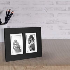 Malden Double 2x3 Picture Frame - Wide Real Wood Molding, Real Glass - Black