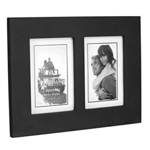 Malden Double 2x3 Picture Frame - Wide Real Wood Molding, Real Glass - Black