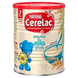 nestle cerelac, rice with milk, 14.11-ounce can (400 grams), (pack of 4)