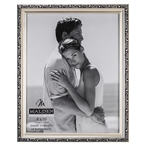 Malden International Designs Fashion Metals Bezel Wooden Picture Frame, 8x10, Silver