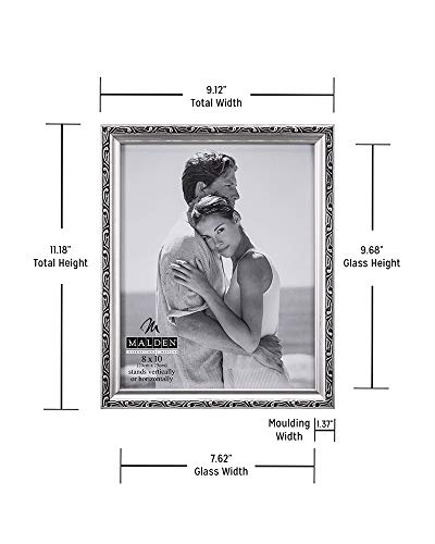 Malden International Designs Fashion Metals Bezel Wooden Picture Frame, 8x10, Silver