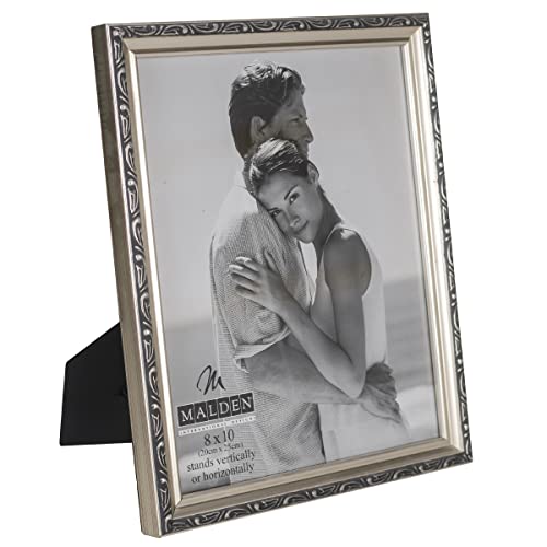 Malden International Designs Fashion Metals Bezel Wooden Picture Frame, 8x10, Silver