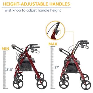 Drive Medical 795BU Duet Folding Transport Wheelchair and Rollator Walker, Burgundy