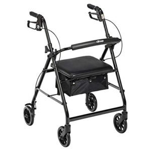 drive medical r726bk foldable rollator walker with seat, black