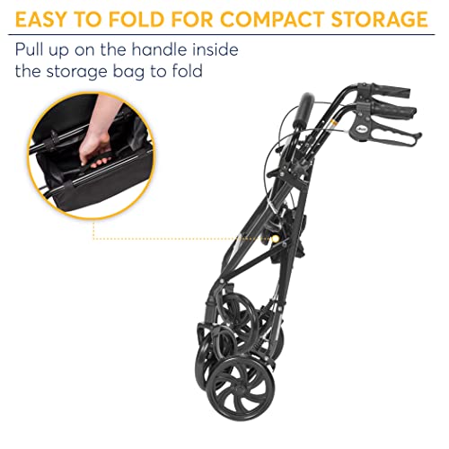 Drive Medical R726BK Foldable Rollator Walker with Seat, Black