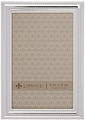 Lawrence Frames 510746 Metal Picture Frame Silver-Plate with Delicate Beading, 4 by 6-Inch