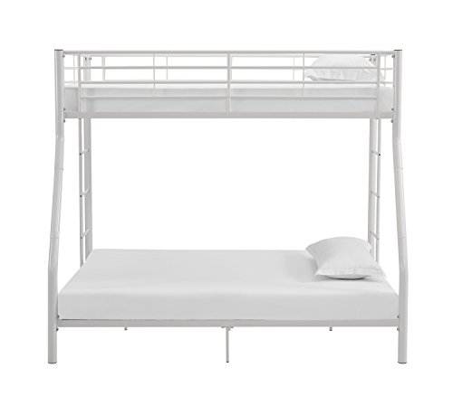 Walker Edison Dunning Urban Industrial Twin over Double Metal Bunk Bed, Twin over Double, White