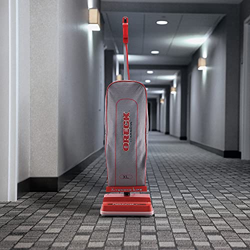 Oreck Commercial Upright Bagged Vacuum Cleaner, Lightweight, 40ft Power Cord, U2000R1, Grey/Red