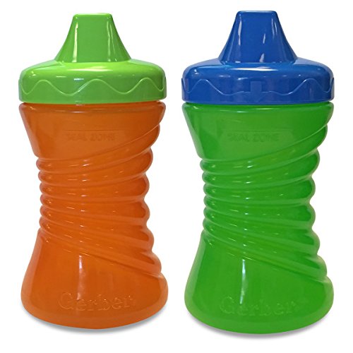 Gerber Graduates Fun Grips Hard Spout Sippy Cup (Colors may vary), 10-Ounce, 2 cups