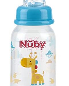 Nuby Printed Non-Drip Bottle, 4 Ounce, 1 Pack of 1 Bottle, Colors May Vary