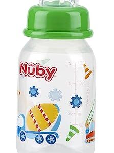 Nuby Printed Non-Drip Bottle, 4 Ounce, 1 Pack of 1 Bottle, Colors May Vary