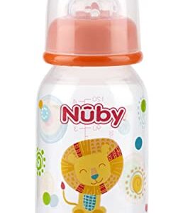 Nuby Printed Non-Drip Bottle, 4 Ounce, 1 Pack of 1 Bottle, Colors May Vary