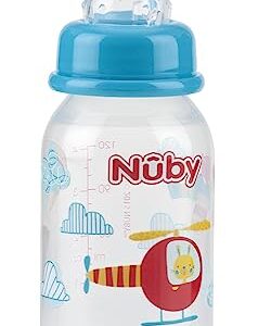 Nuby Printed Non-Drip Bottle, 4 Ounce, 1 Pack of 1 Bottle, Colors May Vary