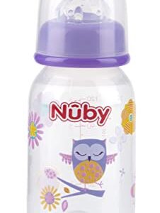 Nuby Printed Non-Drip Bottle, 4 Ounce, 1 Pack of 1 Bottle, Colors May Vary