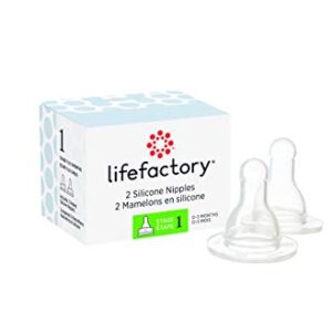 Lifefactory BPA-Free Stage 1 (0-3 Months) Silicone Nipples, 2-Pack