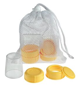 medela spare parts for breast milk bottles, extra caps, lids, collars, and discs, includes convenient mesh bag for easy washing, bottle spare parts made without bpa