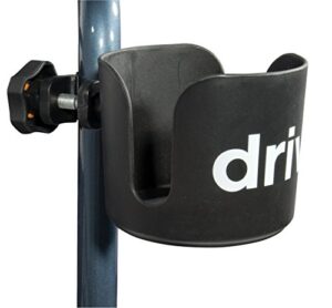 drive medical universal clamp-on cup holder for walker, rollator, & wheelchair, 3 x 3 inch, black