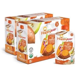 happy baby organics hearty meals stage 3 baby food, root vegetables & turkey with quinoa, 4 ounce (pack of 16)