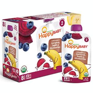 Happy Baby Organics Simple Combos Stage 2 Baby Food, Bananas Beets & Blueberries, 4 Ounce (Pack of 16)