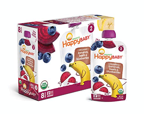 Happy Baby Organics Simple Combos Stage 2 Baby Food, Bananas Beets & Blueberries, 4 Ounce (Pack of 16)