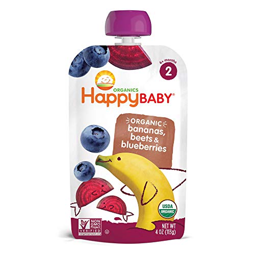 Happy Baby Organics Simple Combos Stage 2 Baby Food, Bananas Beets & Blueberries, 4 Ounce (Pack of 16)