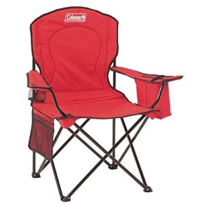 coleman portable quad camping chair with cooler , red, 37" x 24" x 40.5"