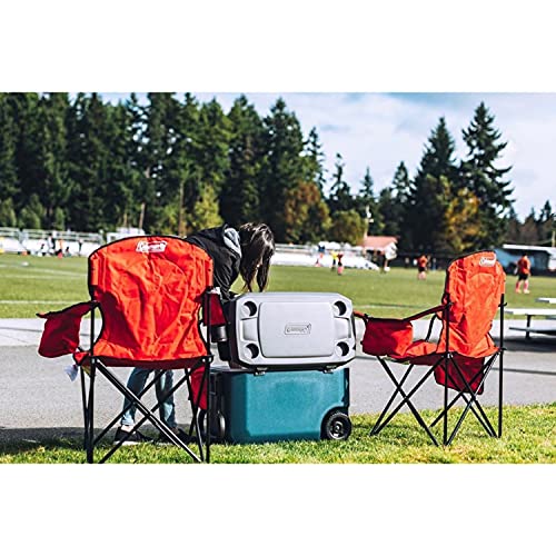 Coleman Portable Quad Camping Chair with Cooler , Red, 37" x 24" x 40.5"