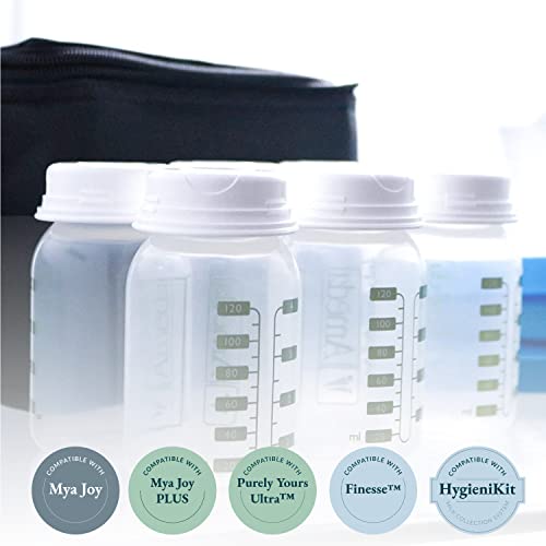 Ameda MYA Cool N Carry Breast Milk Storage System | Includes Insulated Nylon Carry Bag, 3 Freezer Packs, 6 4oz. Bottles with 2-Piece Lock-Tight Caps