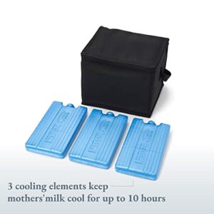 Ameda MYA Cool N Carry Breast Milk Storage System | Includes Insulated Nylon Carry Bag, 3 Freezer Packs, 6 4oz. Bottles with 2-Piece Lock-Tight Caps