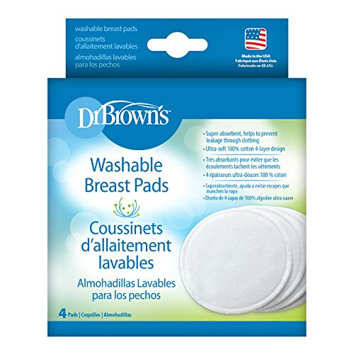 Dr. Brown's Washable Breast Pads, 100% Cotton, 4 Pack