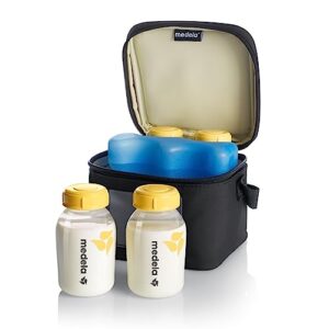 medela cooler bag with 150 ml bpa-free bottles - set of 4 storage bottles for expressing, freezing and storing breast milk, with a storage bag for transporting breast milk