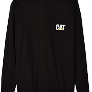 Caterpillar Men's Trademark Pocket Long Sleeve T-Shirt (Regular and Big & Tall Sizes), Black, 2X Large