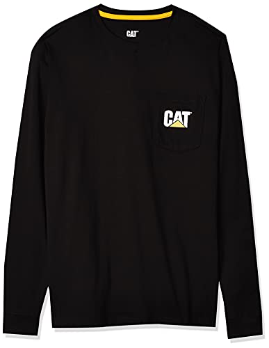 Caterpillar Men's Trademark Pocket Long Sleeve T-Shirt (Regular and Big & Tall Sizes), Black, 2X Large