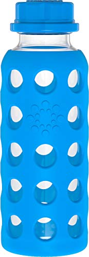 Glass Bottle with Flat Cap and Silicone Sleeve Ocean Lifefactory 9 oz Bottle