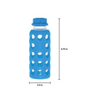 Glass Bottle with Flat Cap and Silicone Sleeve Ocean Lifefactory 9 oz Bottle