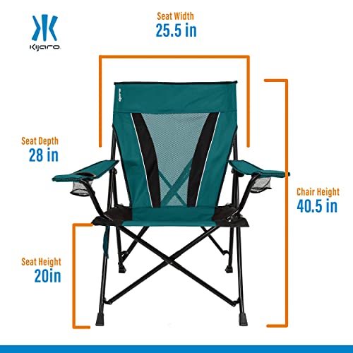 Kijaro XXL Dual Lock Portable Camping and Sports Chair, Diamond Ripstop Polyester, Cayman Blue Iguana