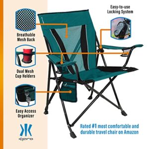 Kijaro XXL Dual Lock Portable Camping and Sports Chair, Diamond Ripstop Polyester, Cayman Blue Iguana