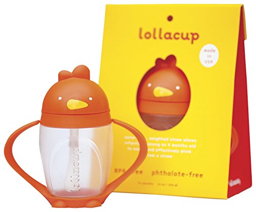 Lollaland Weighted Straw Sippy Cup for Baby: Lollacup - Transition Kids, Infant & Toddler Sippy Cup (6 months - 9 months) | Shark Tank Products | Lollacup (Orange)